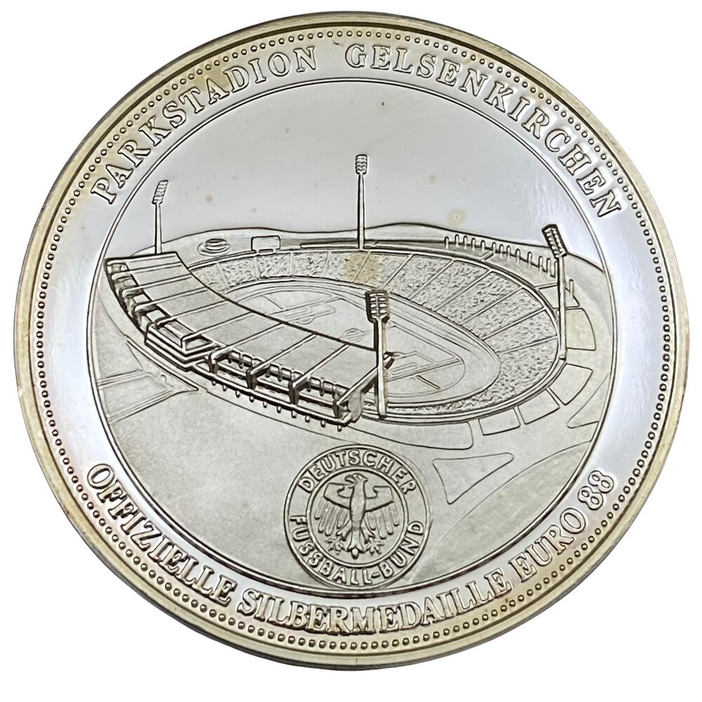 Германия, настольная медаль "Чемпионат Европы 1988-Германия. Гелзенкирхен" 1987 г.