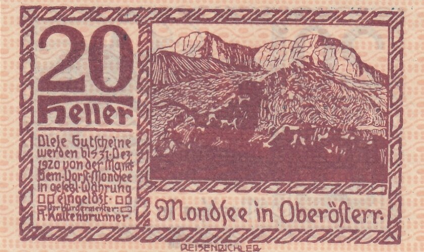 Австрия, Мондзее 20 геллеров 1914-1920 гг. (№3.3)
