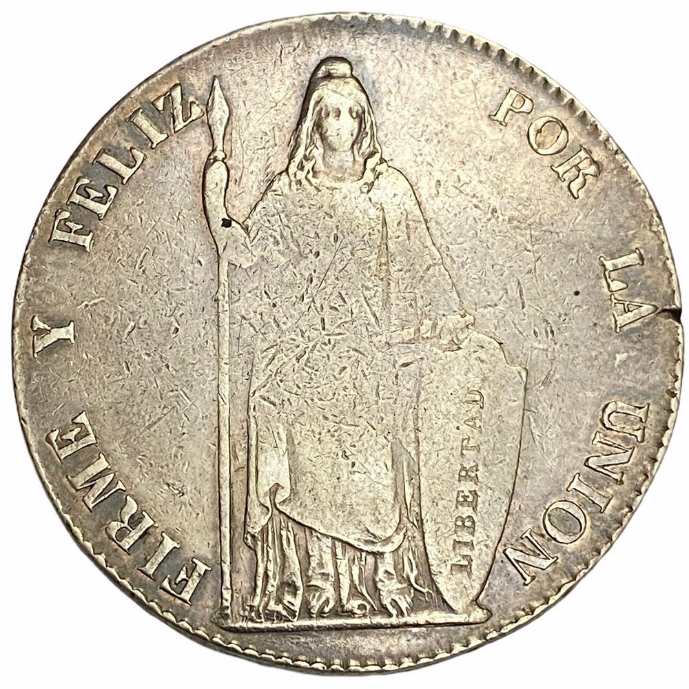 Перу 8 реалов 1843 г. (MB)