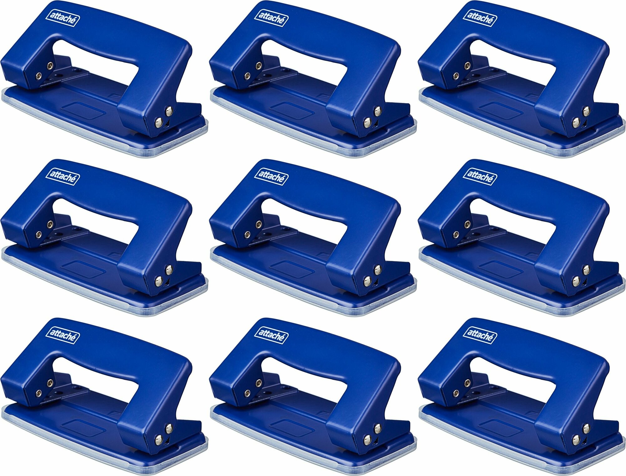 Attache Дырокол До 10 листов, металлический, синий, 9 шт