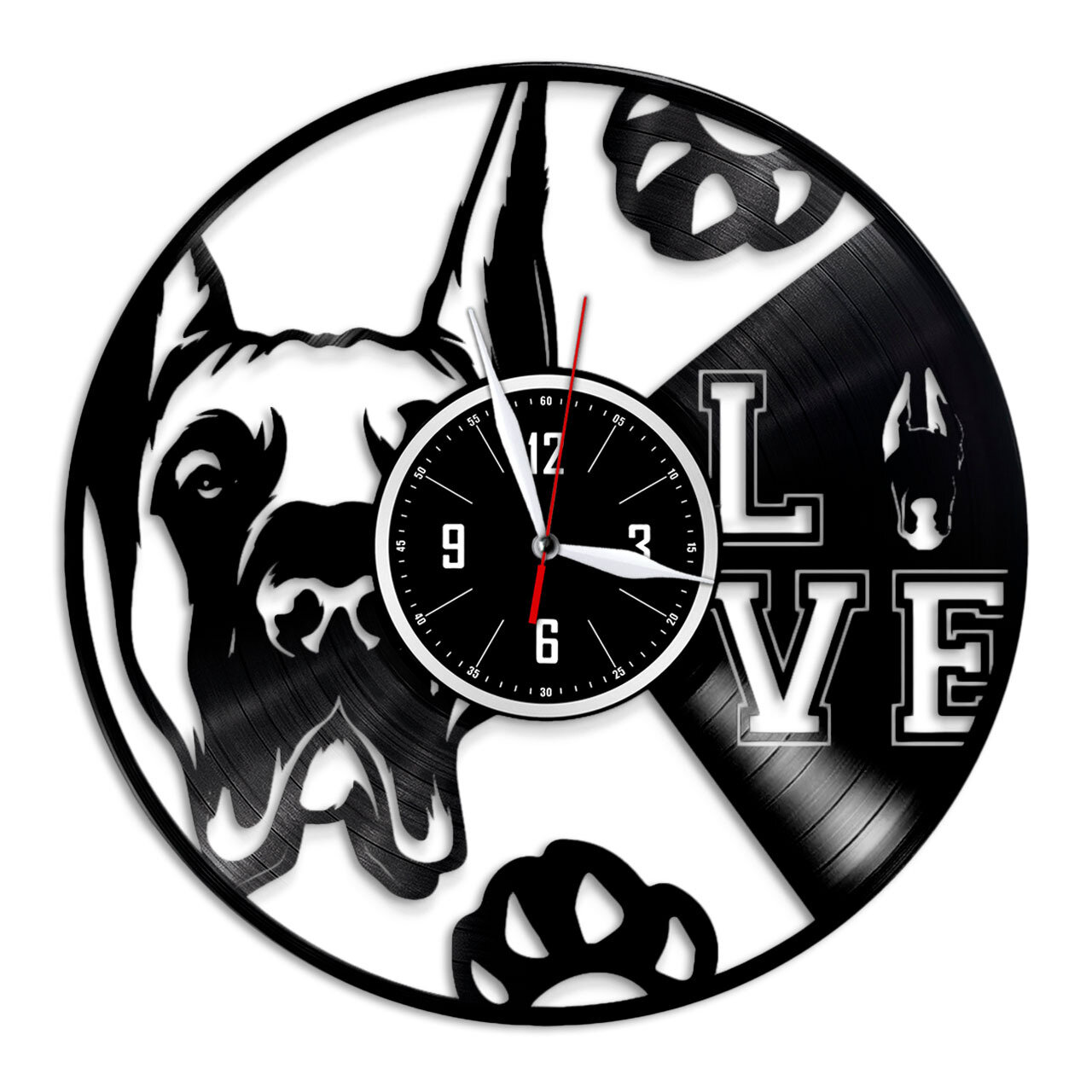Немецкий дог - настенные часы из виниловой пластинки