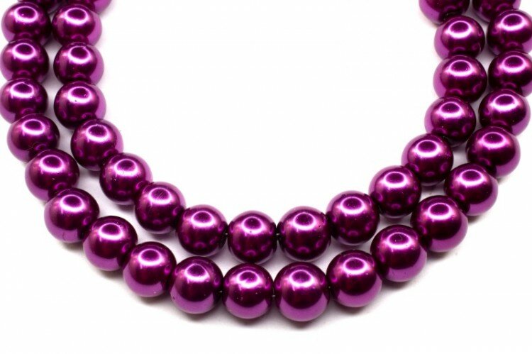Жемчуг искусственный 8мм, отверстие 1мм, цвет фиолетовый, 514-023, 10шт