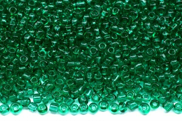 Бисер китайский круглый размер 12/0, цвет 0020А изумрудный прозрачный, 450г