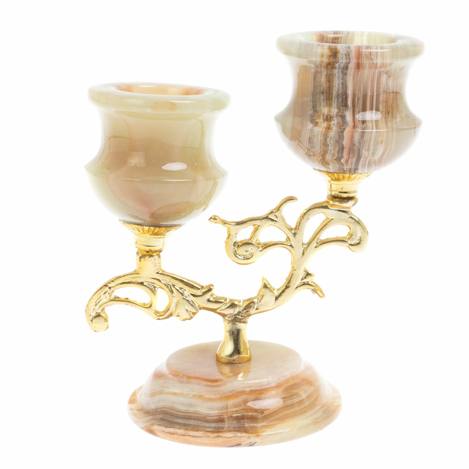 Подсвечник двухрожковый из оникса 11,5х11,5х13,5 см 126427