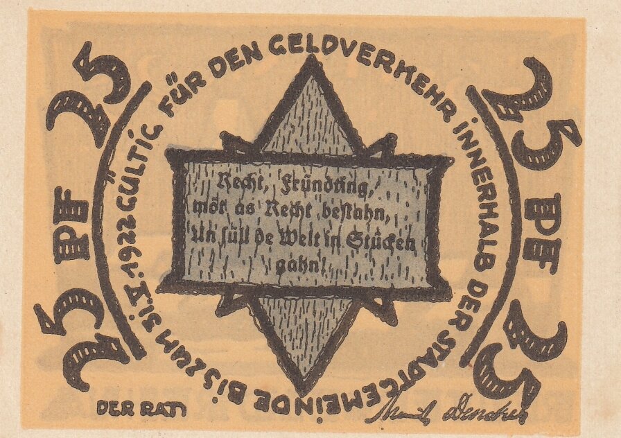 Германия (Веймарская Республика) Рена 25 пфеннигов 1922 г. (2)