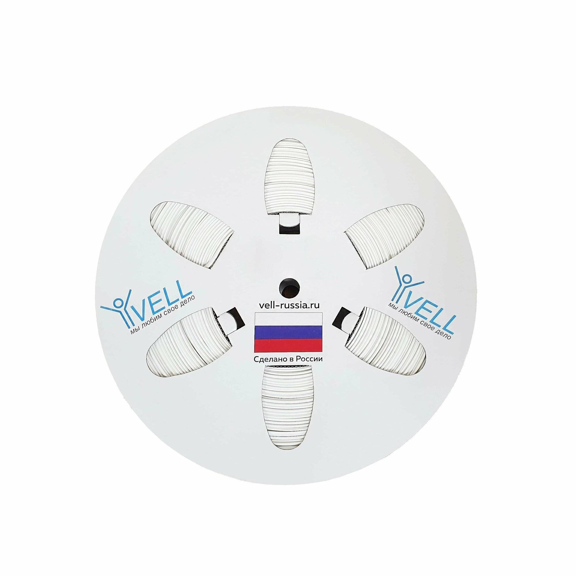 Профиль ПВХ Vell WL-040 для маркировки проводов самозатухающий, d=4.0 мм, 200 м, аналог Partex PO-07, белый {378025}