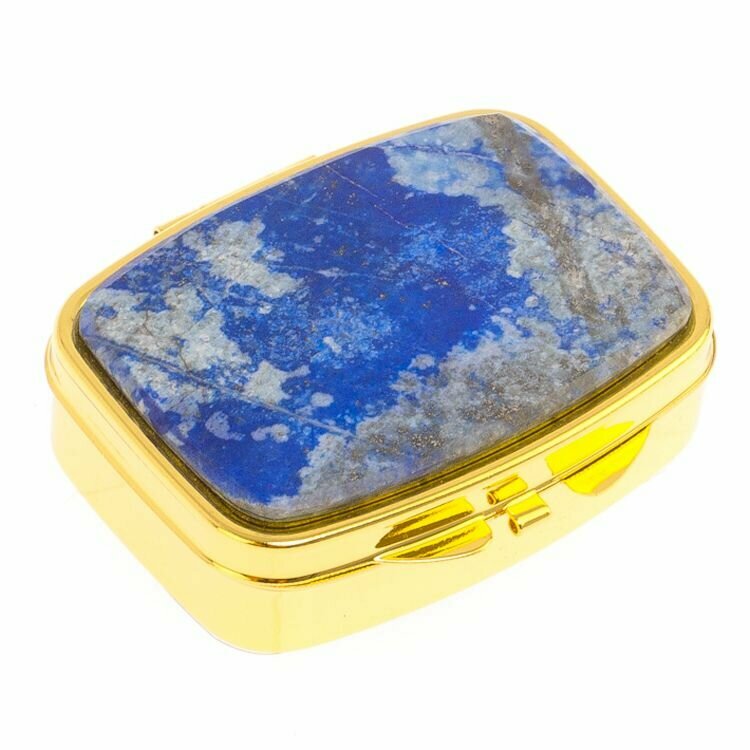 Таблетница на 2 отделения камень афганский лазурит цвет золото 125948