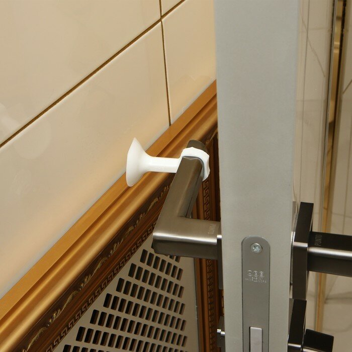 Дверной ограничитель на ручку, d=18 мм, цвет белый (100 шт)