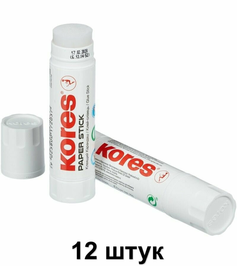 Kores Клей-карандаш Paper Stick, 20 г, 12 шт