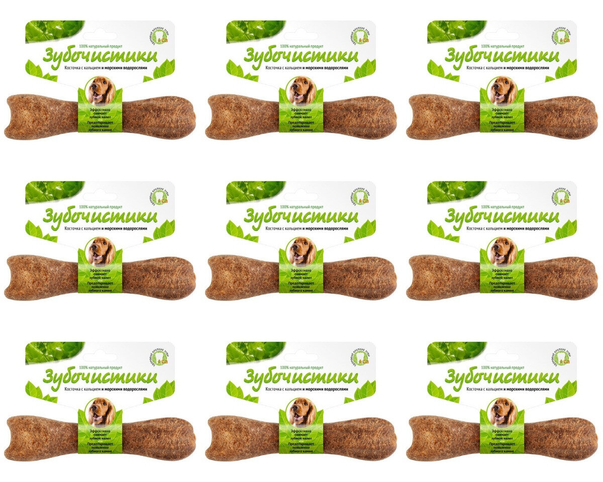 Деревенские лакомства Лакомство для собак Косточка 10-25 кг с кальцием и морскими водорослями, 9 шт