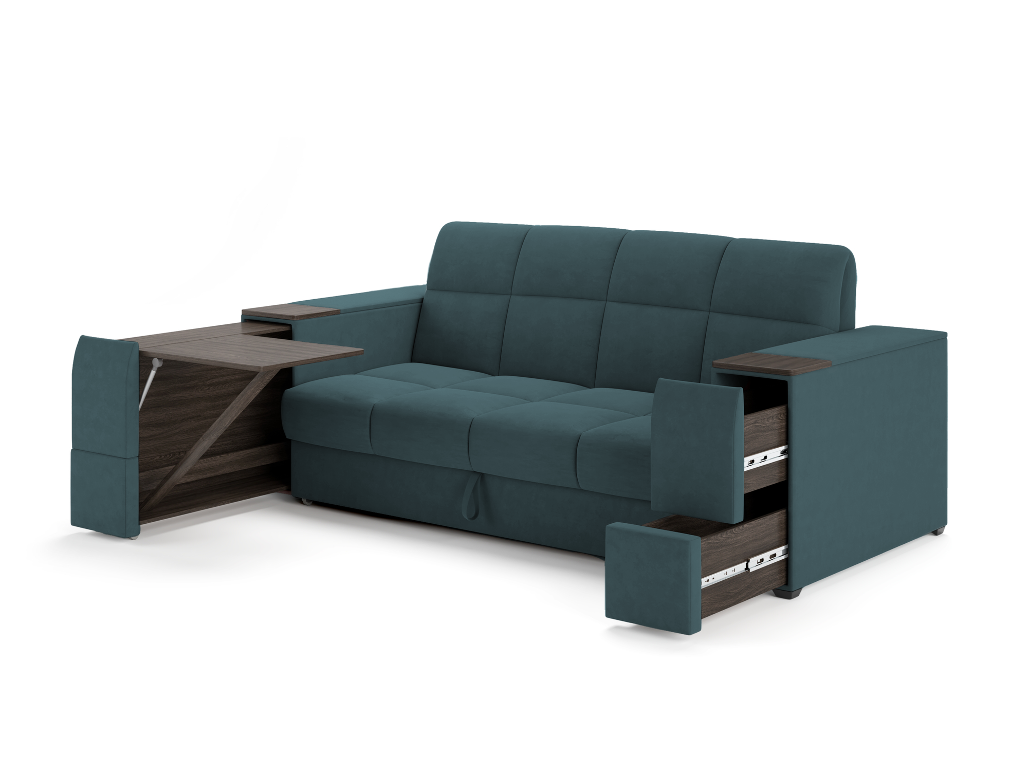 Кресло-кровать Флай, аккордеон, ортопедическое основание на НПБ, подлокотники столик+ящики, 80*200, съемный чехол, велюр.