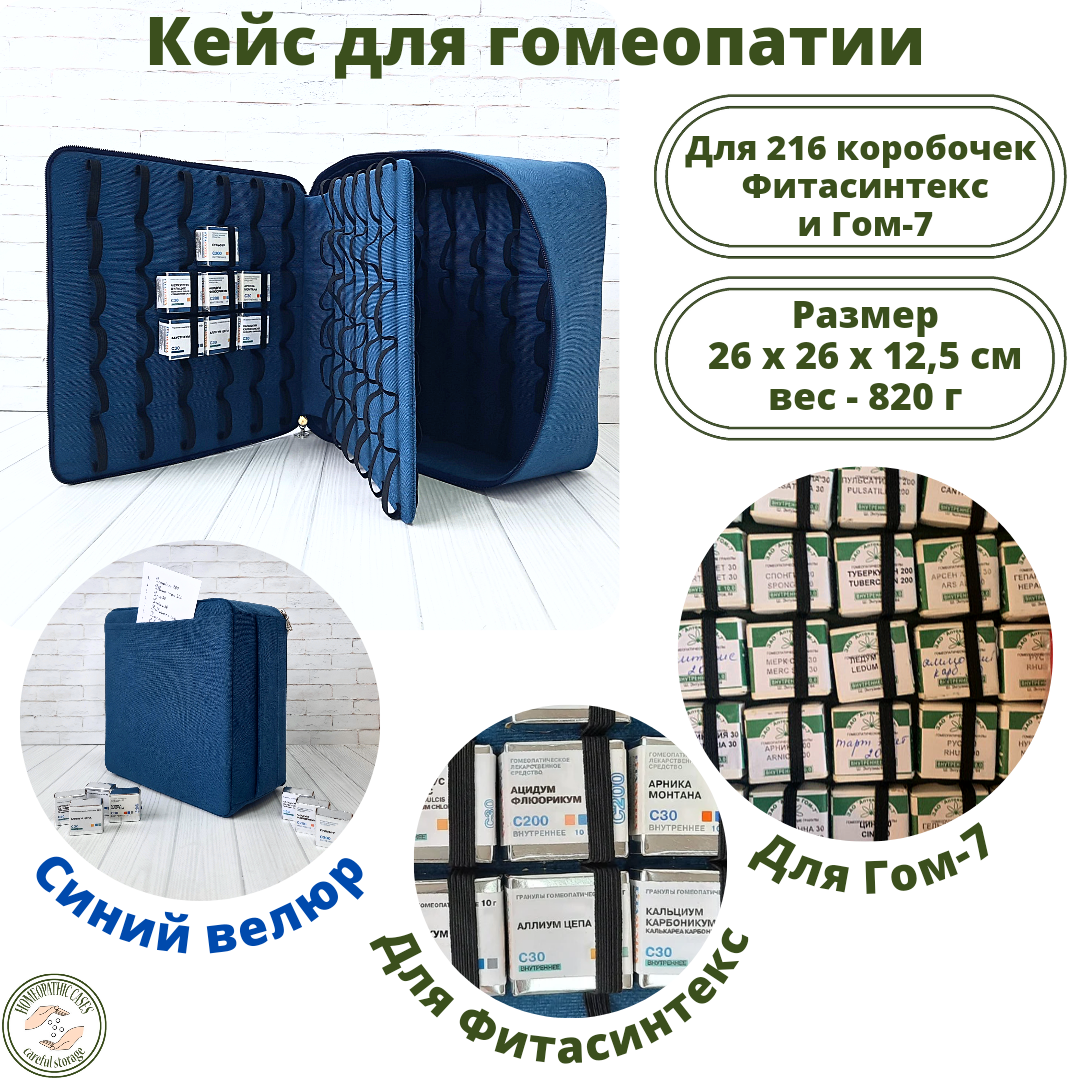 Аптечка, пенал, кейс для хранения и транспортировки гомеопатии на 216 коробочек от Фитасинтекс и Гом-7