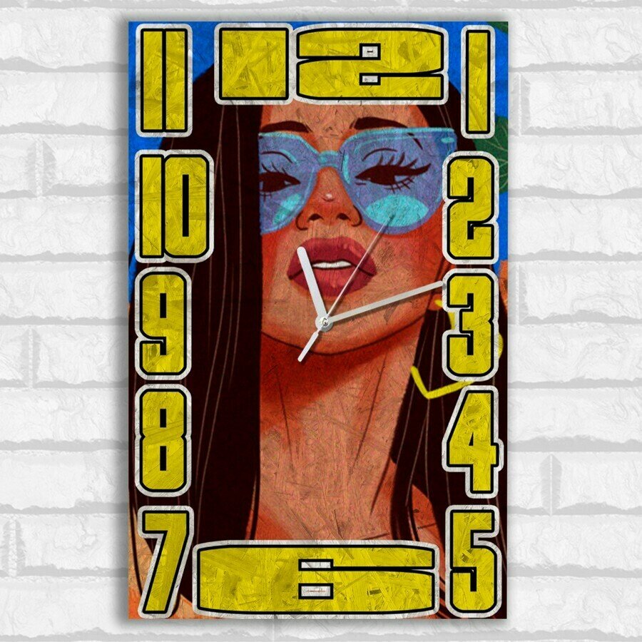 Настенные бесшумные часы ОСП, музыка Cardi b - 4662