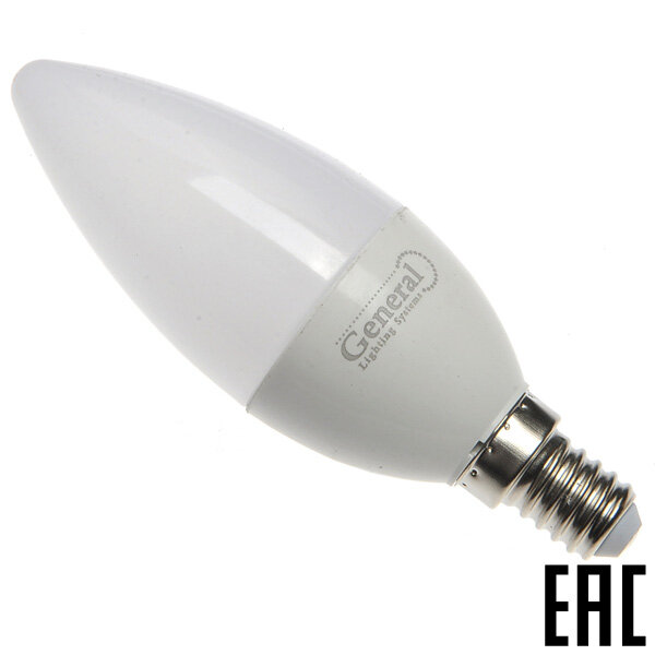 Лампа светодиодная "свеча" тёплый белый све 8,5Вт 682700 GLDEN-CF-10-230-E14-2700К 800Лм т General (6 шт. в комплекте)