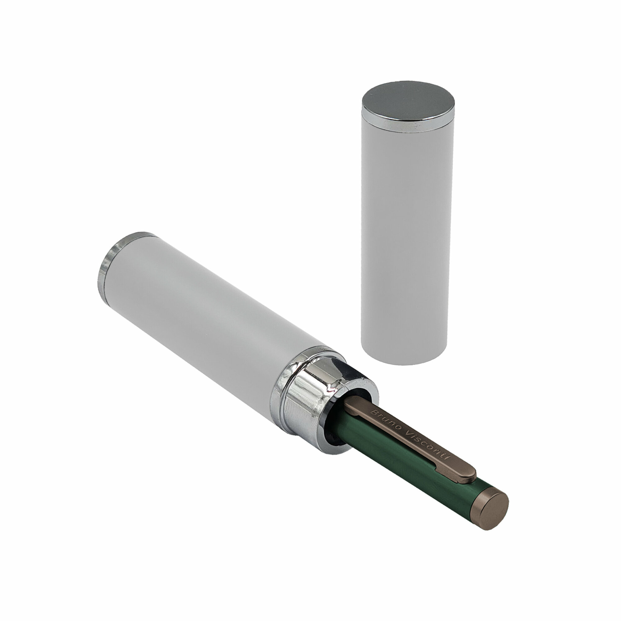 Ручка "FIRENZE" В тубусе круглой формы 1.00 ММ, синяя (корпус зеленый, футляр белый)