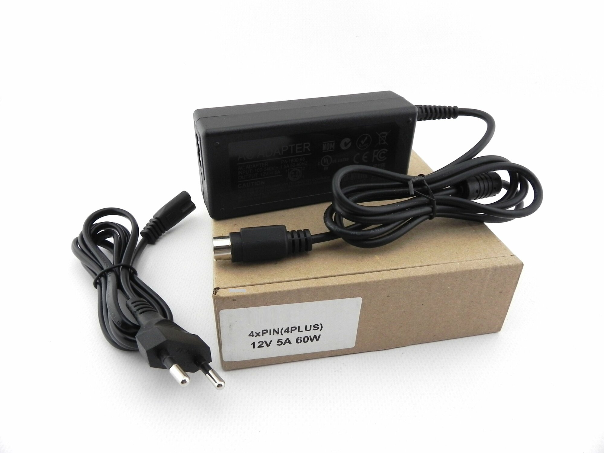 Адаптер блок питания Universal для монитора 60W 12V 5A 4x pin (4 PLUS) с кабелем питания для BBK