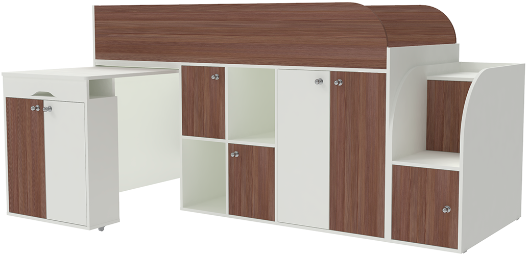 Кровать чердак Малыш 3 Белый Бодего Темный