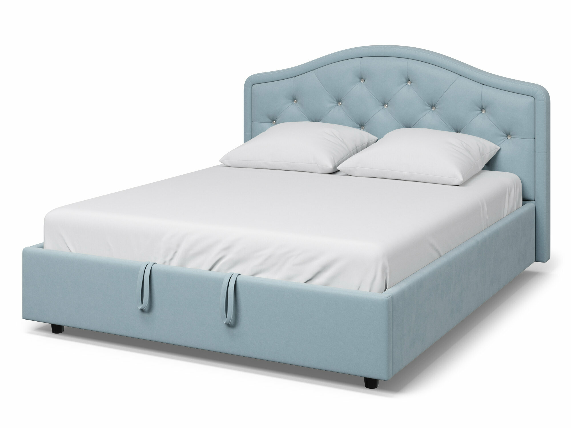 Двуспальная кровать 120х200 с подъемным механизмом, "Kristall 4" с мягким изголовьем для дома, для спальни, ортопедическое основание, с ящиком для белья. Велюр голубой Teddy 028