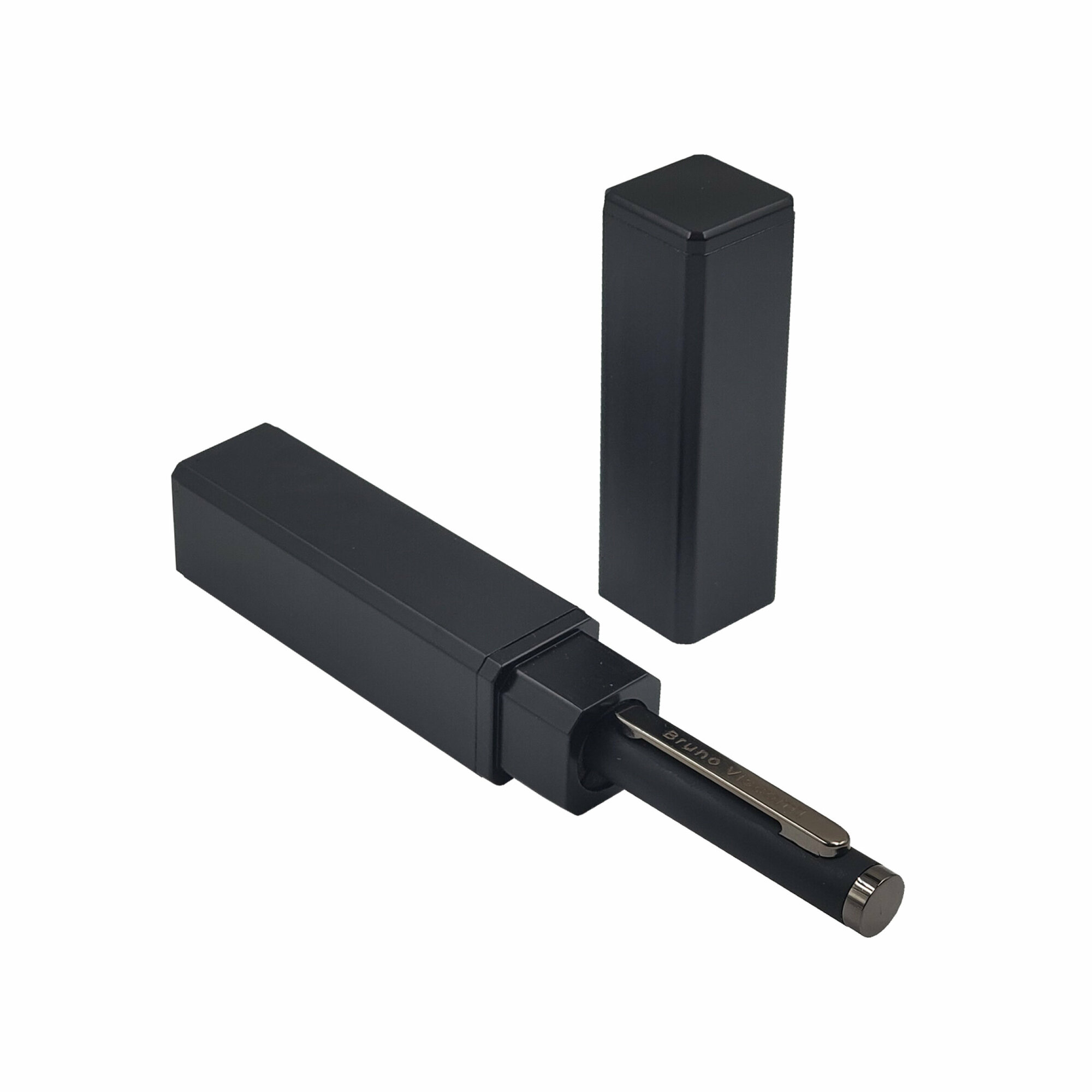 Ручка "FIRENZE" В тубусе прямоугольной формы 1.00 ММ, синяя (корпус черный, футляр черный)