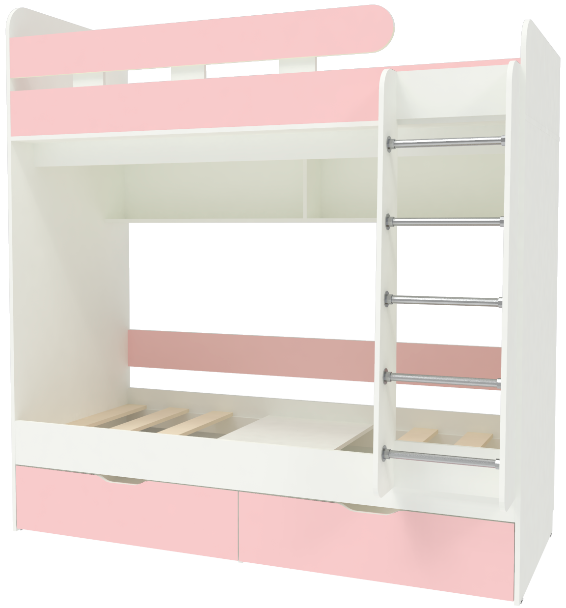 Двухъярусная кровать Юниор 5 80x160 Белый Розовый