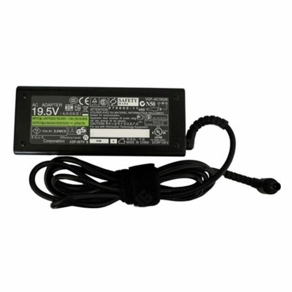 Блок питания (сетевой адаптер) для ноутбуков Sony Vaio 19.5V 3.9A 75W 6.5x4.4 мм с иглой черный, с сетевым кабелем