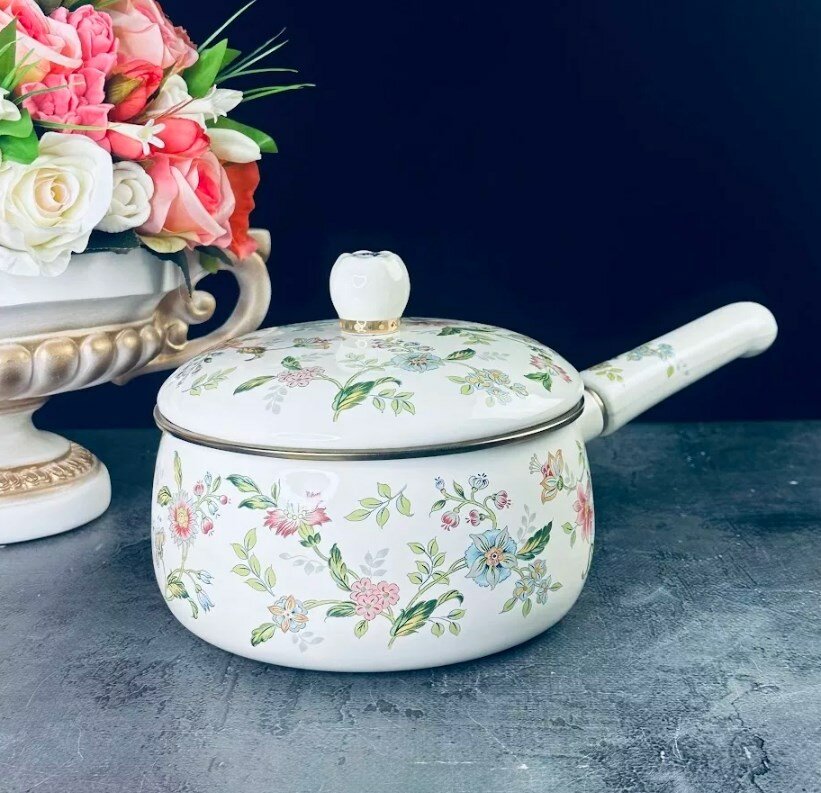 Ковш эмалированный 2,8л MAGNOLIA с крышкой 18см Эмаль 776-069 118-776-069