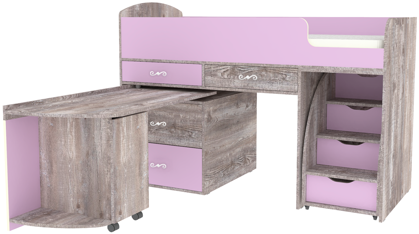 Кровать чердак Малыш 6 Бетон Ирис