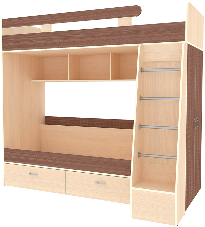 Двухъярусная кровать Юниор 6 Дуб Молочный - Бодего Темный