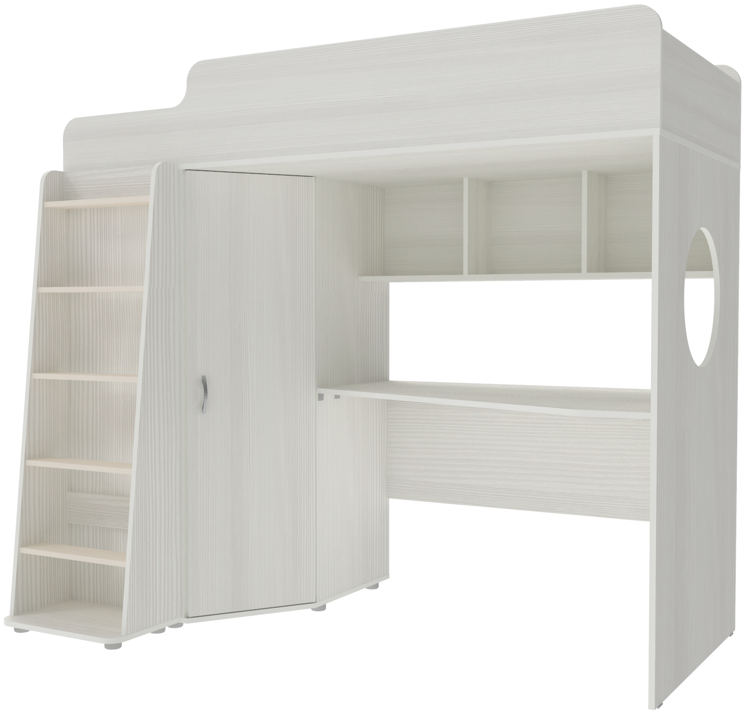 Кровать чердак Л 4.1 80х190 Белое Дерево Белое Дерево