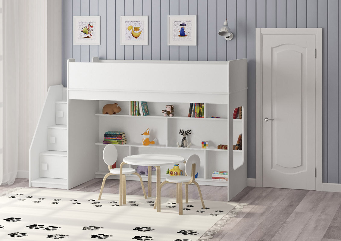 Кровать чердак Л-43.3.1 Белый Белый