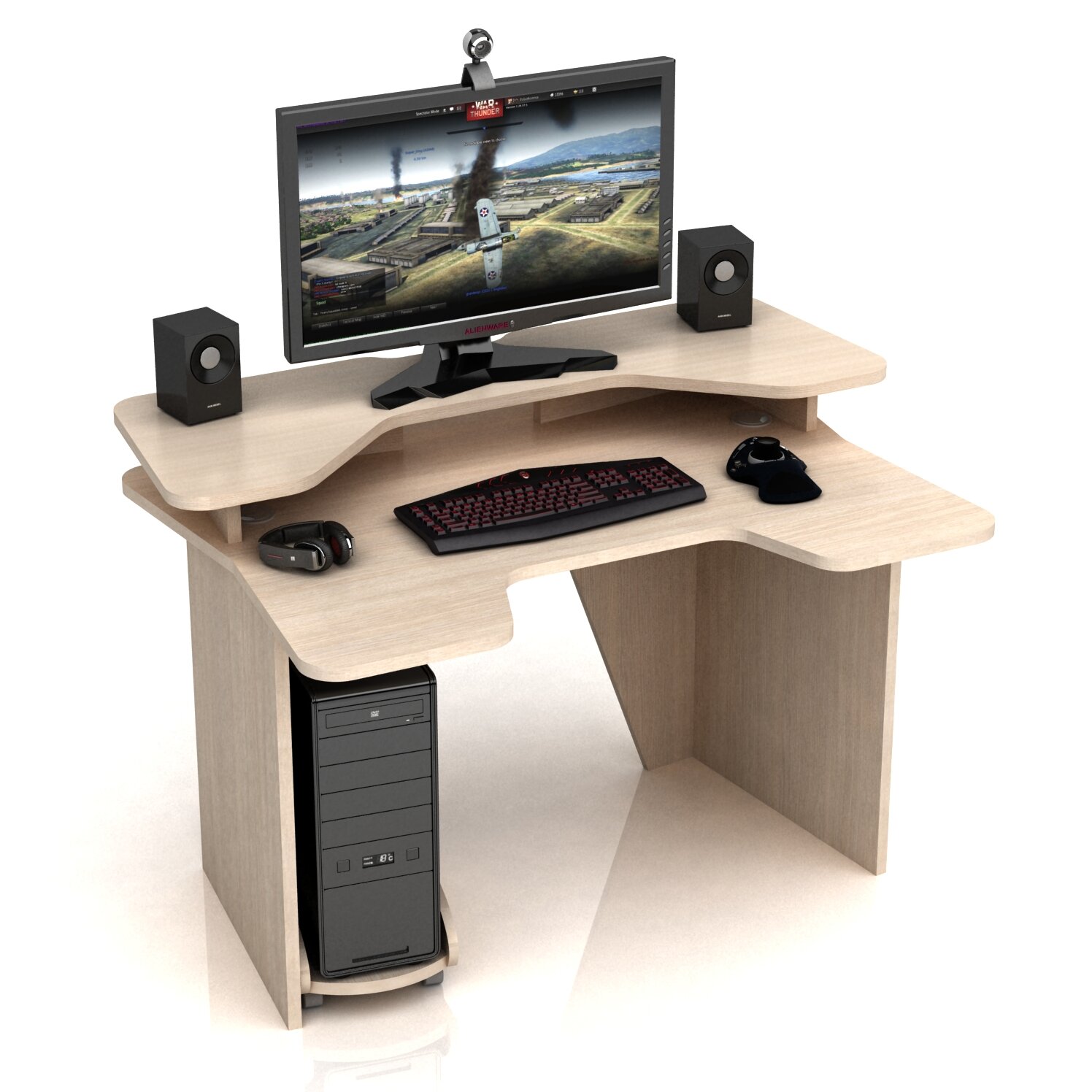 Геймерские стол Dr.Racer Comfort Sport2 (DXComfort/ПС8 2шт./Sport2) Дуб Молочный