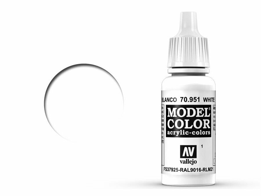 Аксессуар для Warhammer Vallejo Краска Model Color Белый 951 (Model Color: White 70.951)