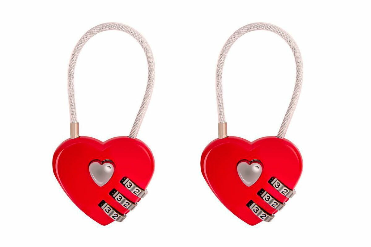 Замок навесной кодовый чемоданный (сердечко) Fuaro PLZ-26-03R CODE блистер (комплект 2 штуки)