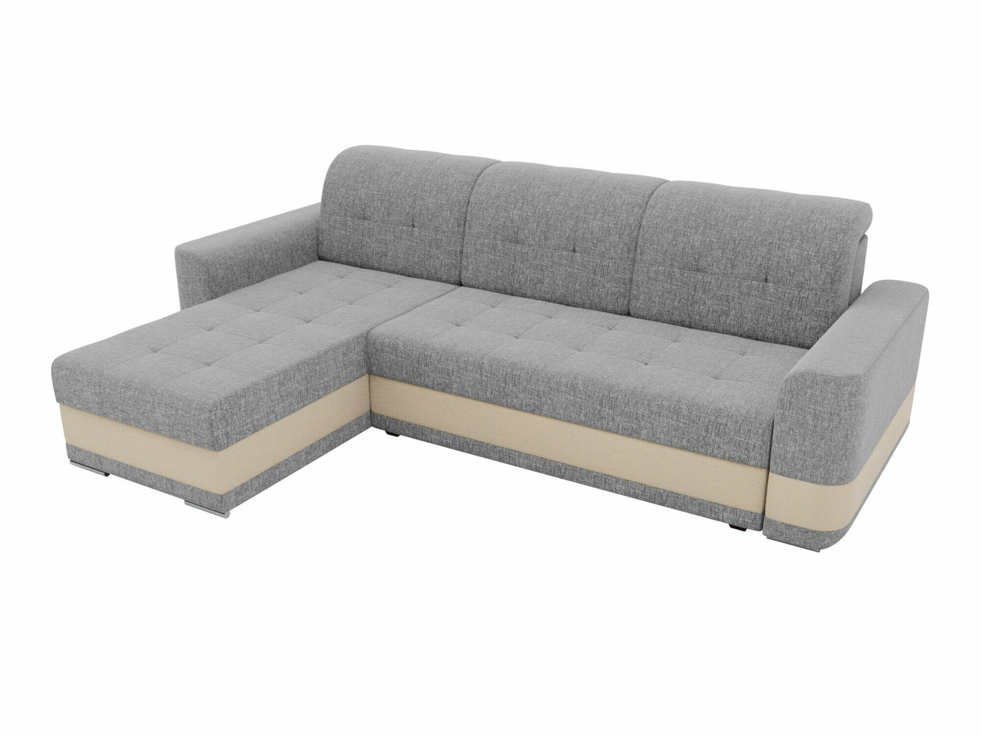 Artum Диван угловой Честер рогожка серый вставка бежевая левый