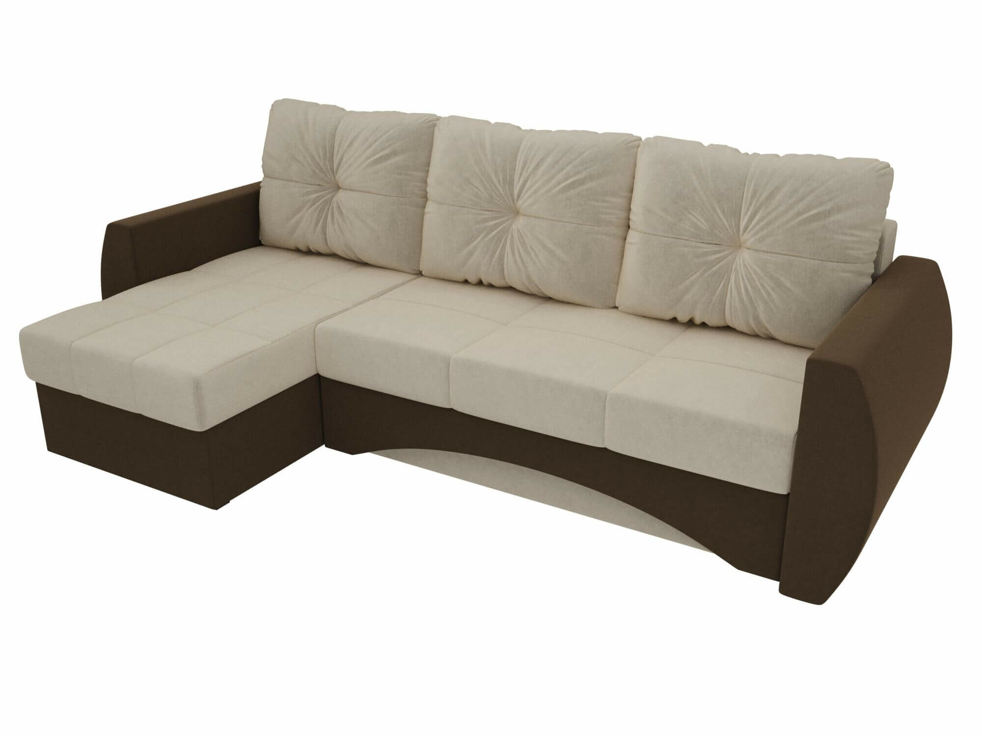 Artum Угловой диван Сатурн микровельвет бежевый коричневый левый