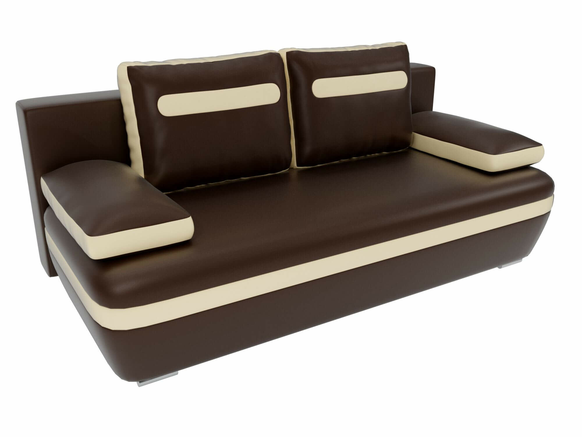 Artum Прямой диван Каир эко кожа коричневый вставка бежевая