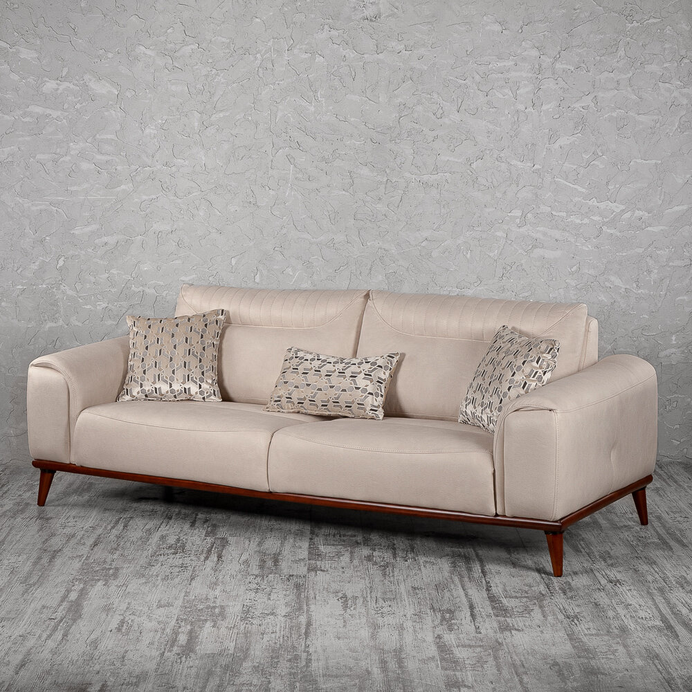 Прямой диван белый, "Нова", Decor of Today, механизм нераскладной, 225х90х80 (габариты)