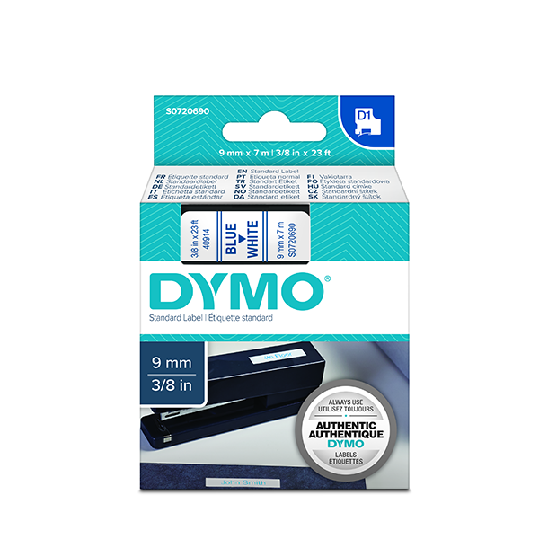 Лента Dymo D1 [S0720690/40914] для принтеров серии Label Manager (голубой на белом, 9 мм, длина 7 м)
