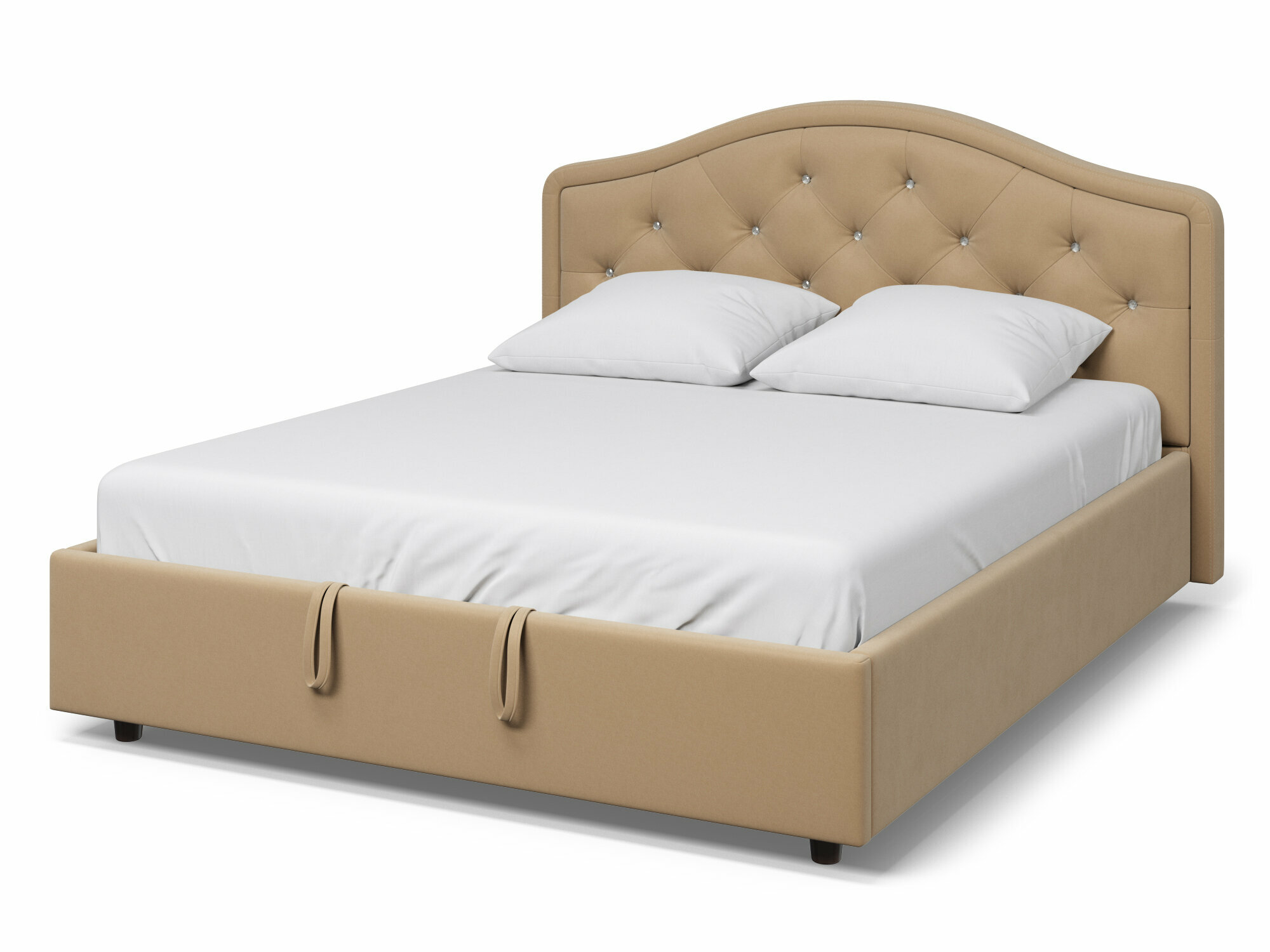 Двуспальная кровать 120х200 с подъемным механизмом, "Kristall 4" с мягким изголовьем для дома, для спальни, ортопедическое основание, с ящиком для белья. Велюр бежевый Enigma 06