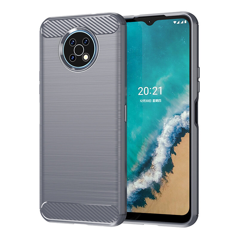 Чехол-бампер MyPads из силикона для Nokia G50 с матовой отделкой под карбон серый