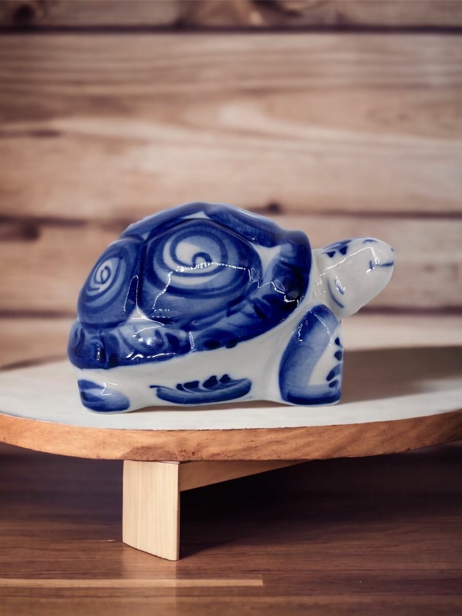 Фарфоровая статуэтка интерьерная "Черепашка" 6 см гжель фарфор ручная работа сделано в России