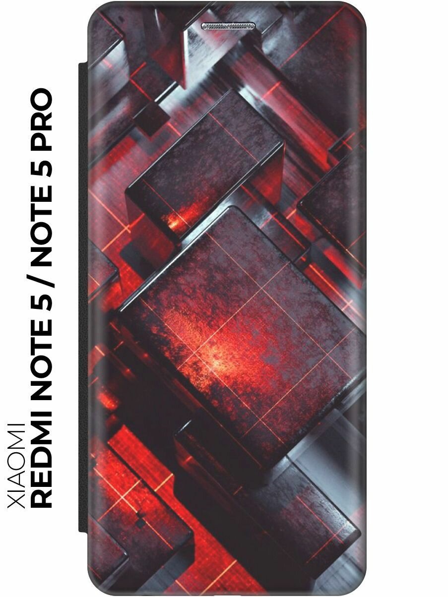 Чехол-книжка Гранатовые фигуры на Xiaomi Redmi Note 5 / Note 5 Pro / Сяоми Редми Ноут 5 / Ноут 5 Про черный