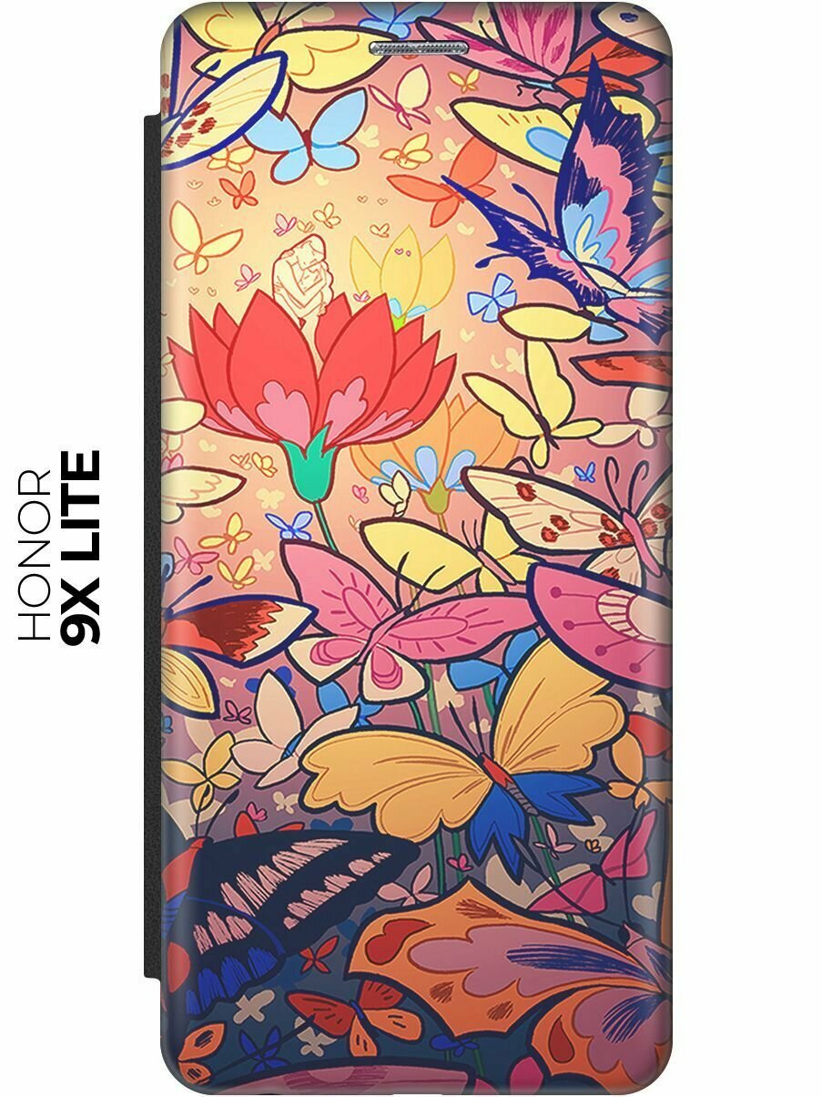 Чехол-книжка Красочный мир на Honor 9X Lite / Хонор 9Х Лайт черный