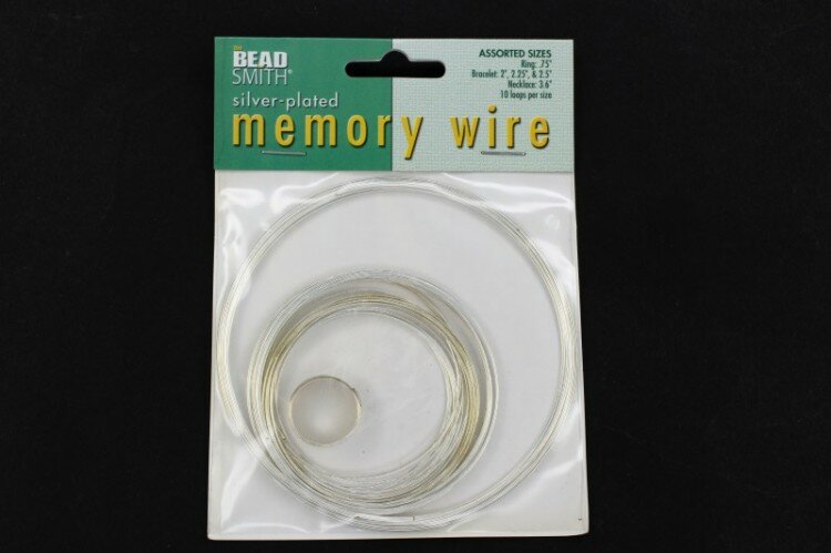 Проволока с эффектом памяти (мемори) Beadsmith 19мм, 50мм, 55мм, 63мм, 90мм, цвет серебро, 23-018, 1уп