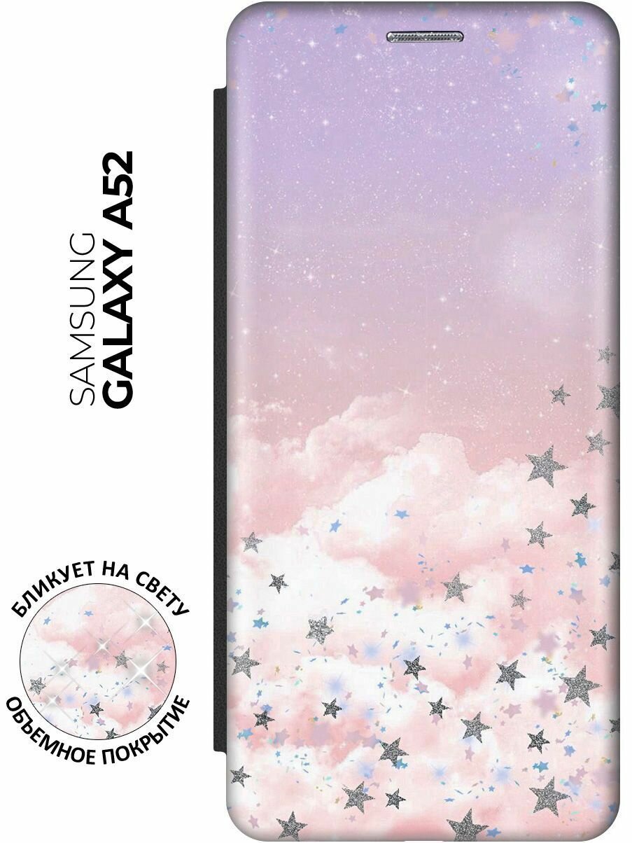 Чехол-книжка Небо в звездах на Samsung Galaxy A52 / Самсунг А52 с эффектом блика черный