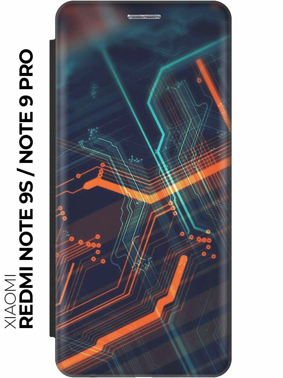 Чехол-книжка Микросхема на Xiaomi Redmi Note 9s / Note 9 Pro / Сяоми Редми Ноут 9с / Ноут 9 Про черный