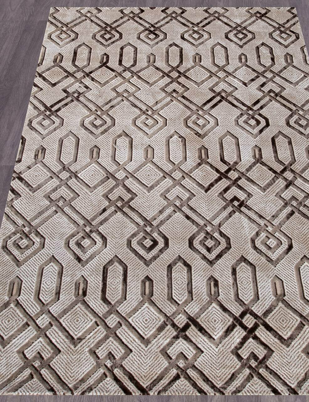 Ковер турецкий на пол в гостиную в спальню 300х500 см бежевый современный ворс 10 мм 254878 Kover-Russia