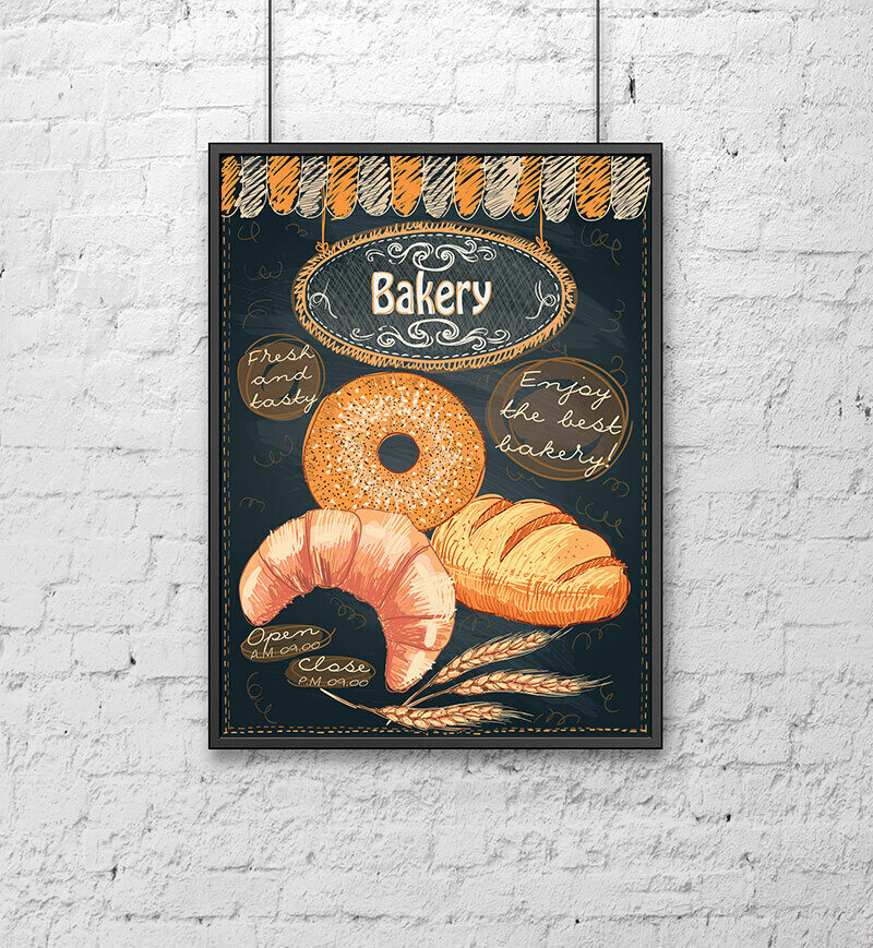Постер для интерьера на стену (30x40 см). Иллюстрация выпечка Bakery / постеры картины для интерьера, постеры для интерьера, постер на стену, картина на стену, картина на кухню, плакат, декор и интерьер