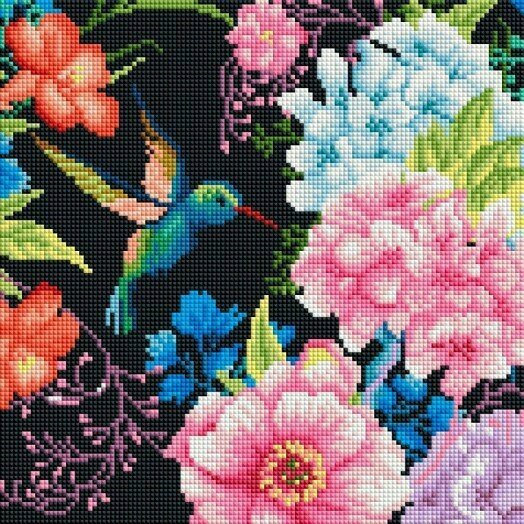 Набор Белоснежка #627-MT-S Колибри в саду, Алмазная Мозаика, 30 х 30 см