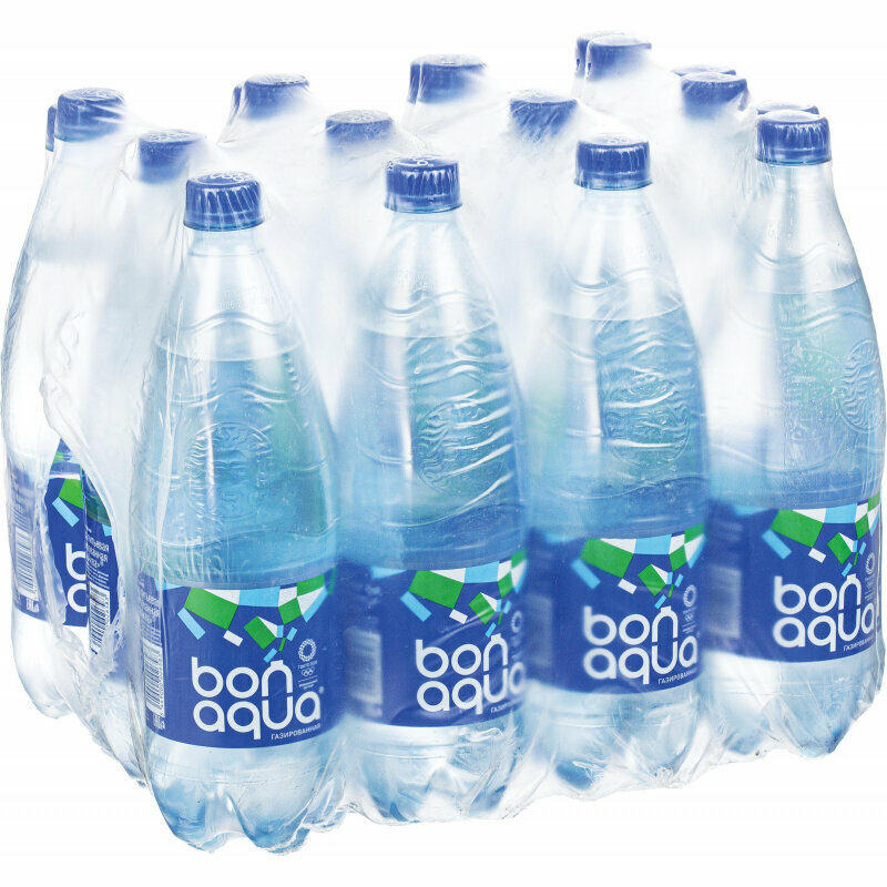 Вода питьевая BonAqua ПЭТ 1 л газ. 12 шт/уп